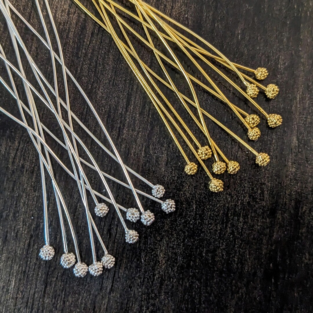 FINAL Day! 10 Pieces, Bali Granulated Ball Headpins Bright Sterling or ...