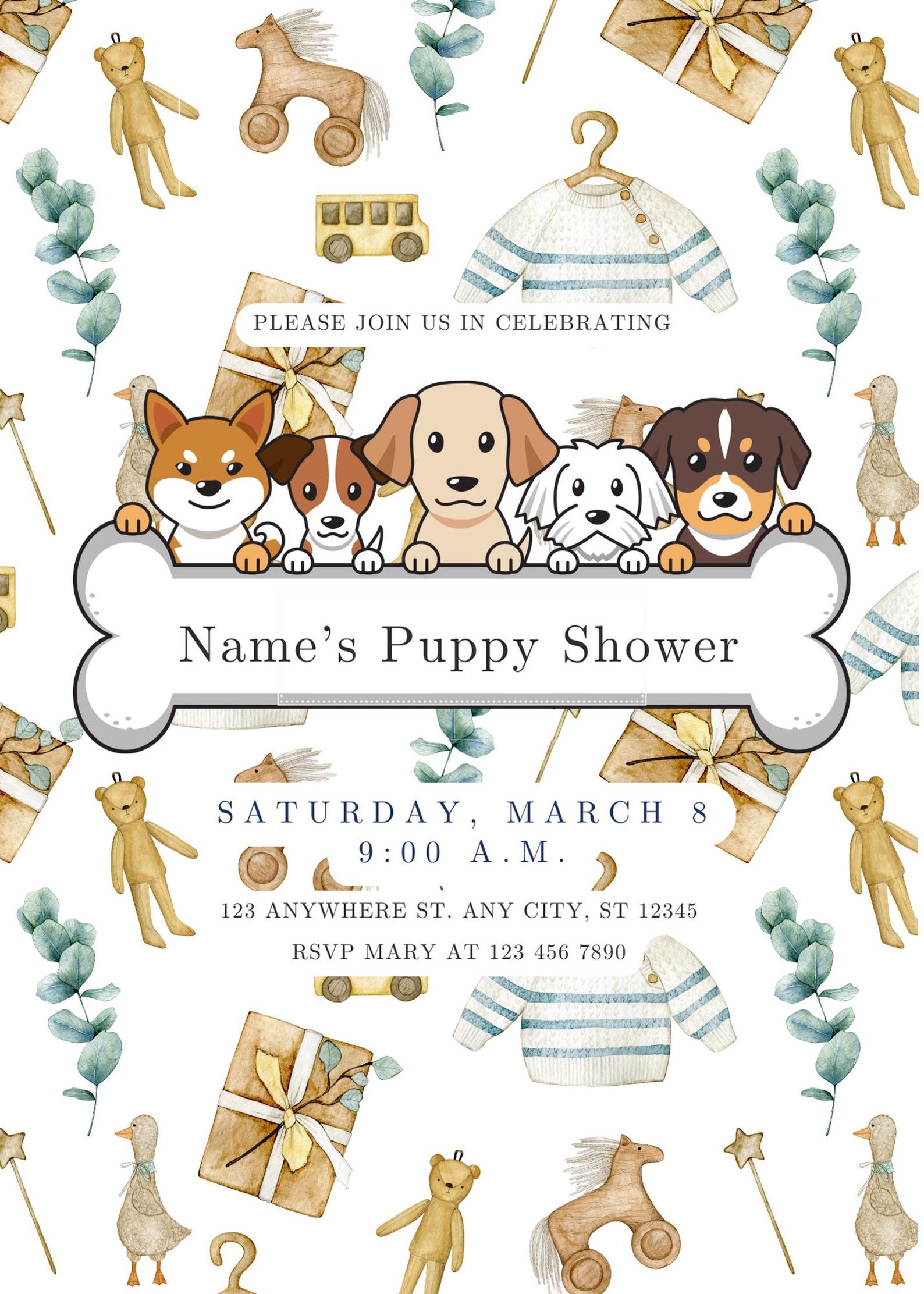 Custom Pet Puppy Shower Invitation Template - Etsy