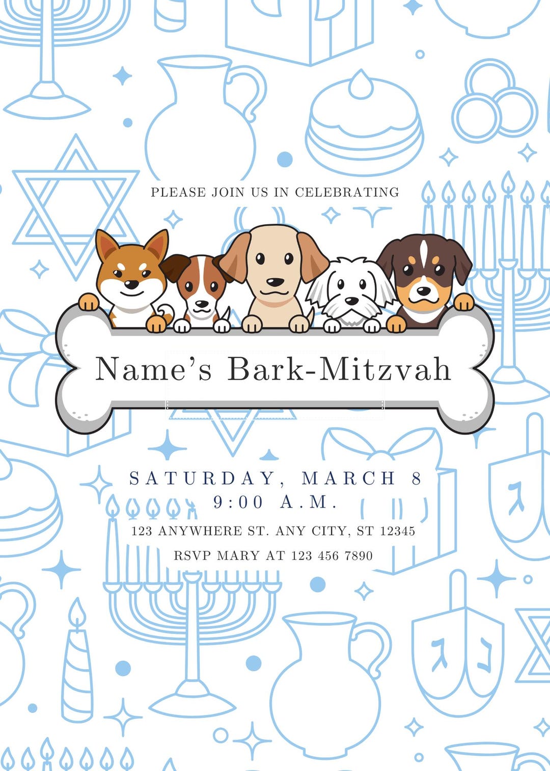 Custom Pet Bark Mitzvah Invitation Template - Etsy