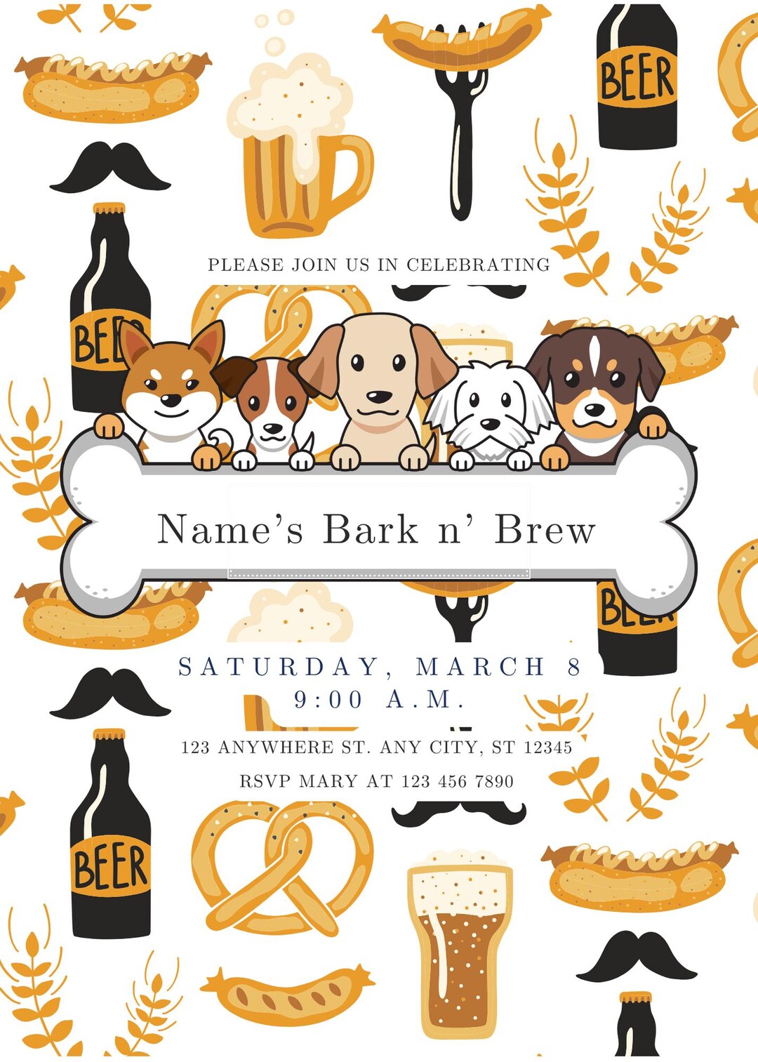 Custom Pet Bark N' Brew Invitation Template - Etsy