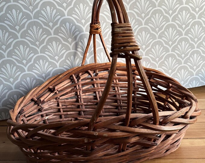 Large Vintage Gathering Harvesting Flower Picking Basket Woven Basket ...