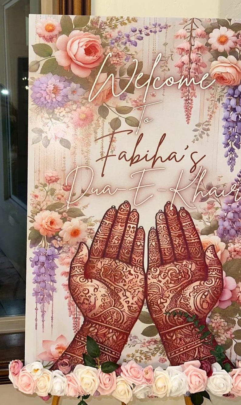 Dua E Khair Welcome Sign With Digital Illustration, Mendhi Welcome Sign ...
