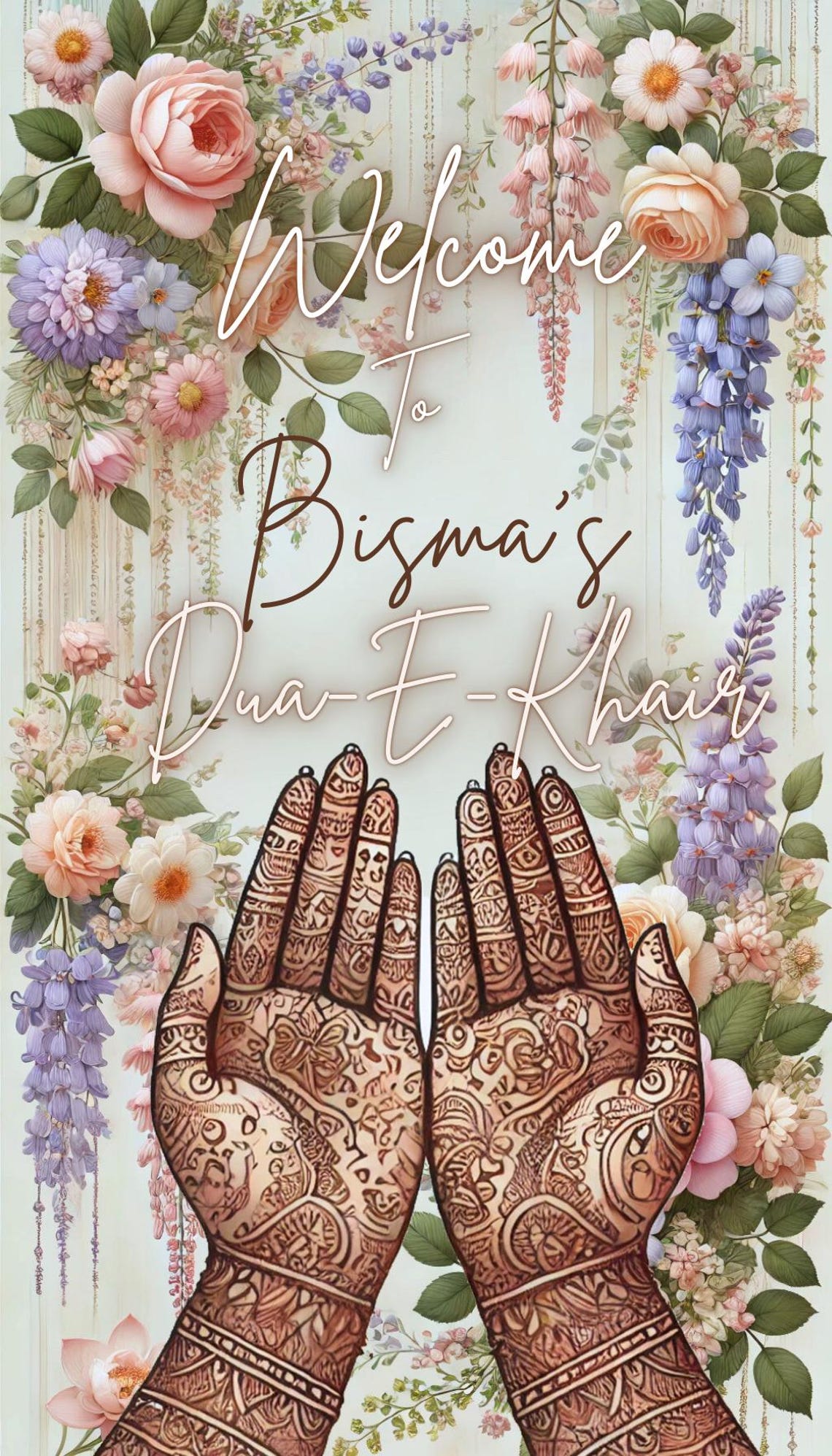 Dua E Khair Welcome Sign With Digital Illustration, Mendhi Welcome Sign ...