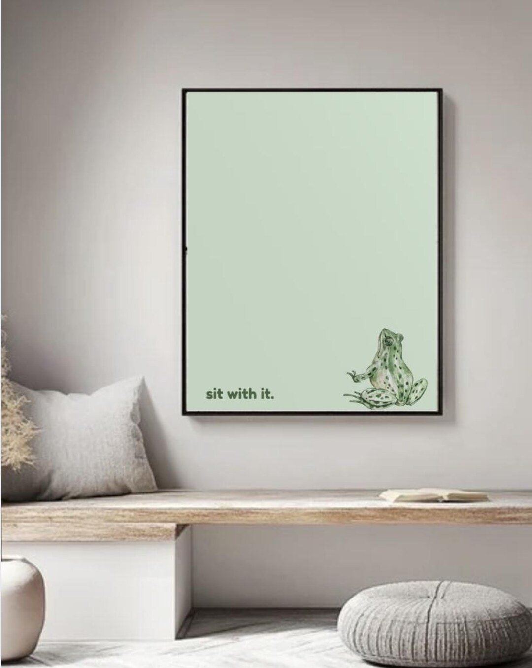 FROG POSTER DECOR- Cute Trending Earth Toned Frog Poster, "sit With It ...