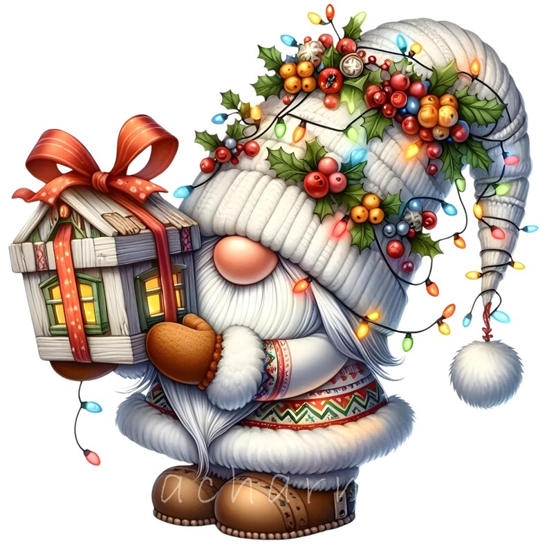 Christmas Gift Gnomes Clipart | Set of 10 | High Quality 300 DPI Jpegs ...