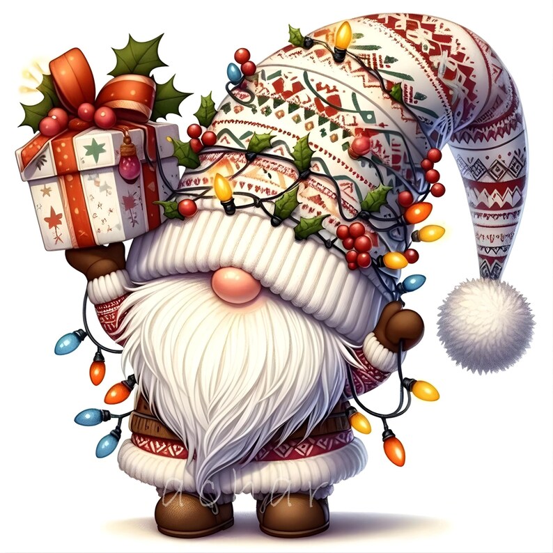 Christmas Gift Gnomes Clipart | Set of 10 | High Quality 300 DPI Jpegs ...