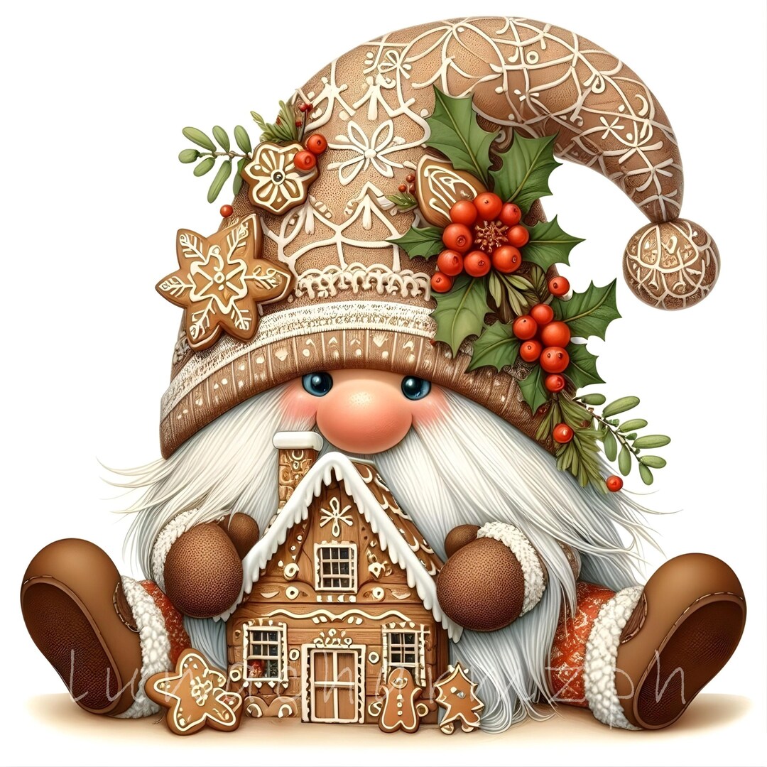 Gingerbread Gnomes Clipart | Set of 10 | High Quality 300 DPI Jpegs ...