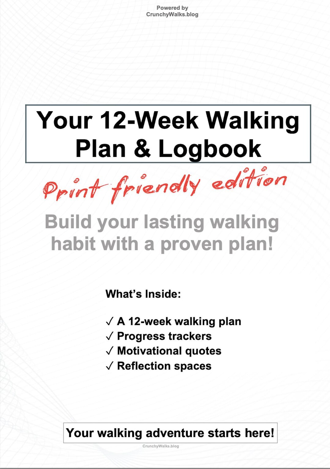 Print Friendly - Walking Log & 12-week Walking Plan - Fitness Tracker ...