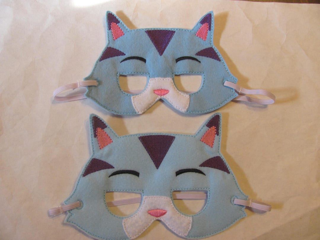 Blue Kitty Party Masks- Blue Sleepy Kitty Cat Photo Prop - Blue Sleepy ...