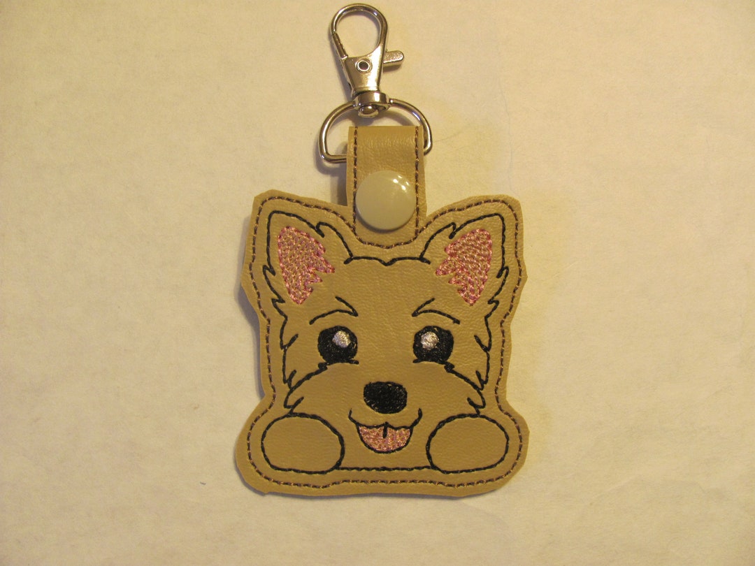Quarter Keeper Key Chain, Yorkie Quarter Holder, Puppy Dog Embroidered ...