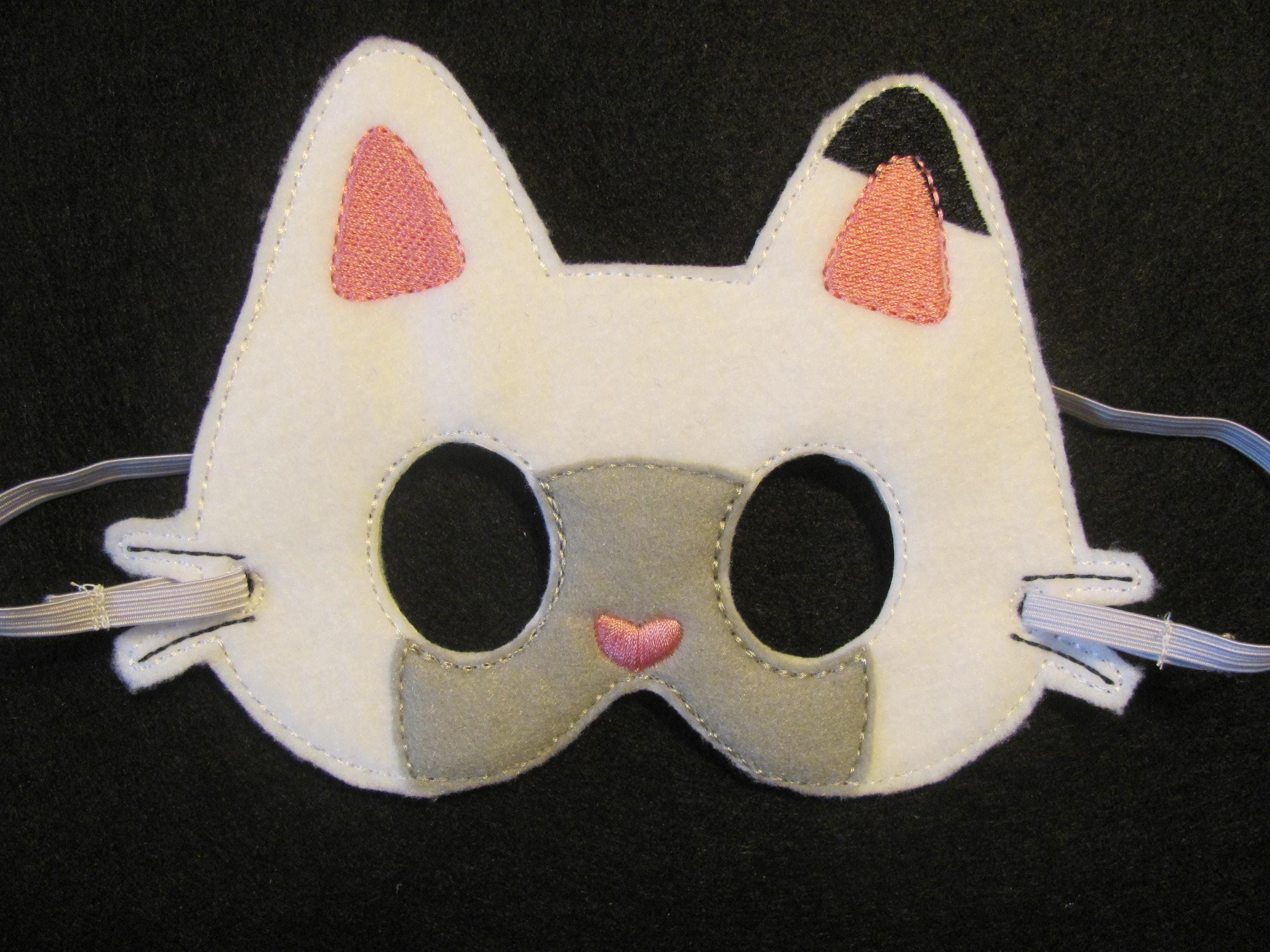 White Kitty Party Masks- White and Gray Kitty Cat Photo Prop - White ...
