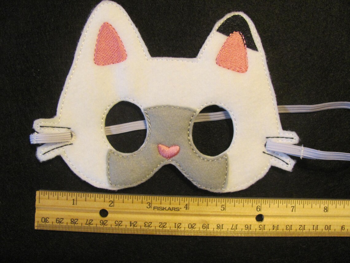 White Kitty Party Masks- White and Gray Kitty Cat Photo Prop - White ...