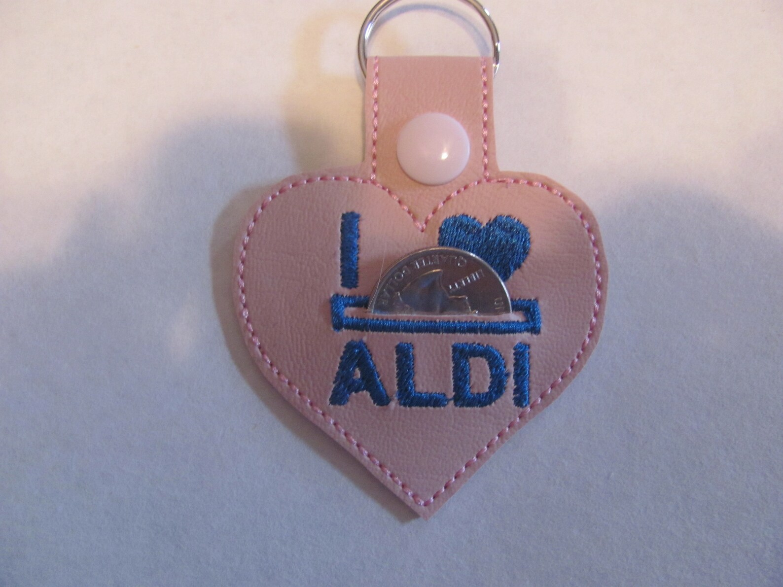 Quarter Key Chain, Heart Quarter Holder Keychain, I Pink Heart Aldi ...