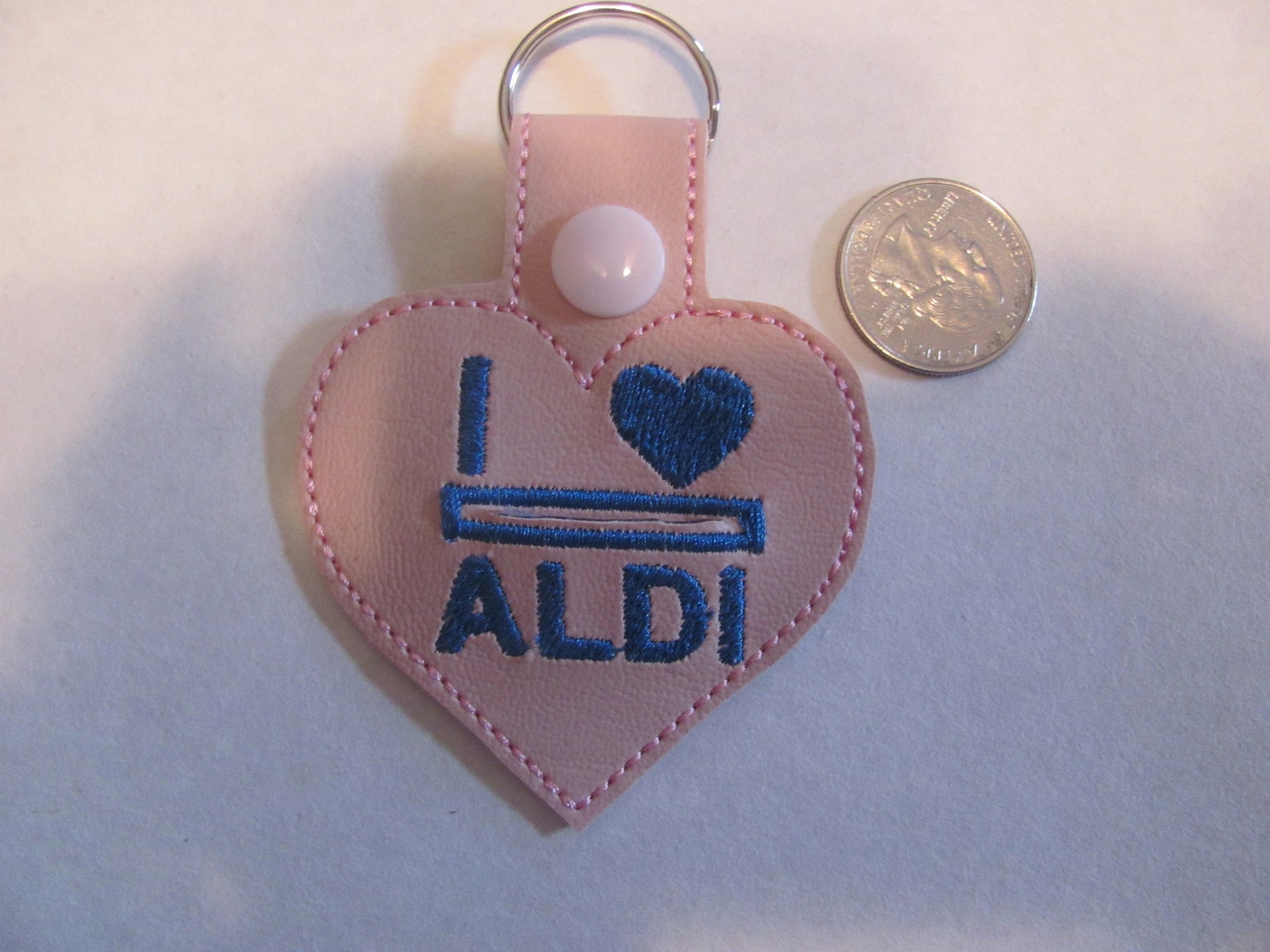 Quarter Key Chain Heart Quarter Holder Keychain I Pink Heart - Etsy