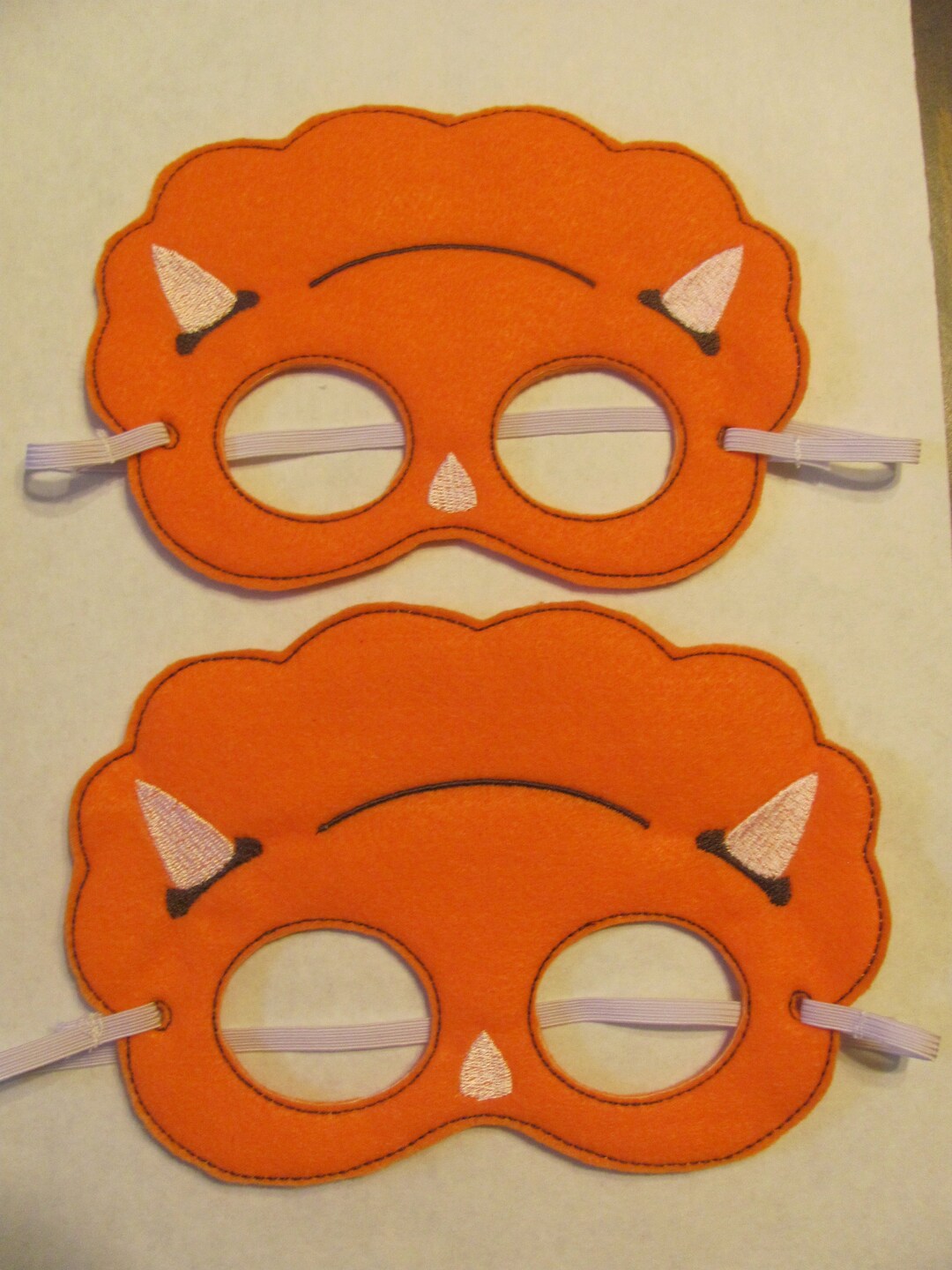 Triceratops in Orange Party Masks- Dinosaur Photo Prop - Felt Mask ...