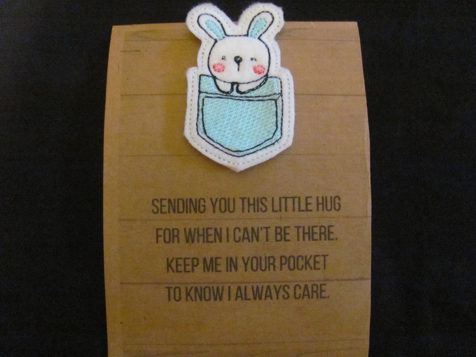 Bunny Pocket Hug With Card Bunny Pocket Hug Bunny Hug Card - Etsy