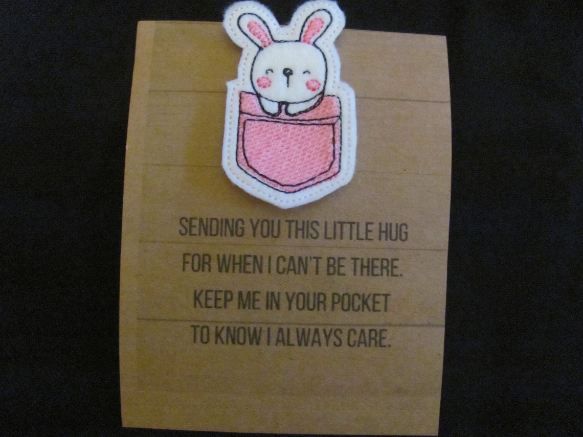 Bunny Pocket Hug With Card Bunny Pocket Hug Bunny Hug Card - Etsy