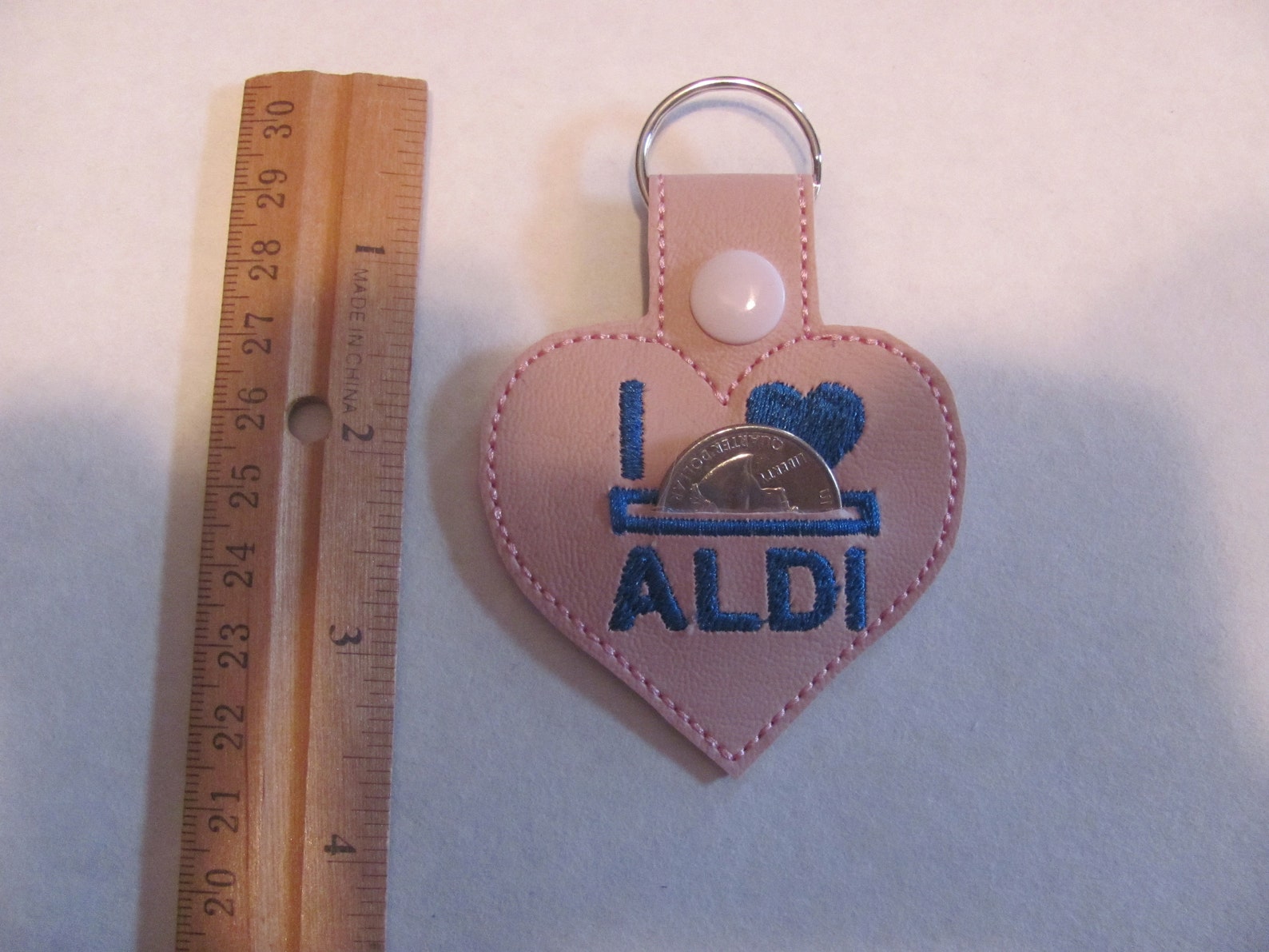 Quarter Key Chain Heart Quarter Holder Keychain I Pink Heart - Etsy