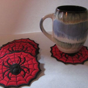 Spider Coaster Set - Red Spider Coaster Set - Spider Web Coaster Set ...