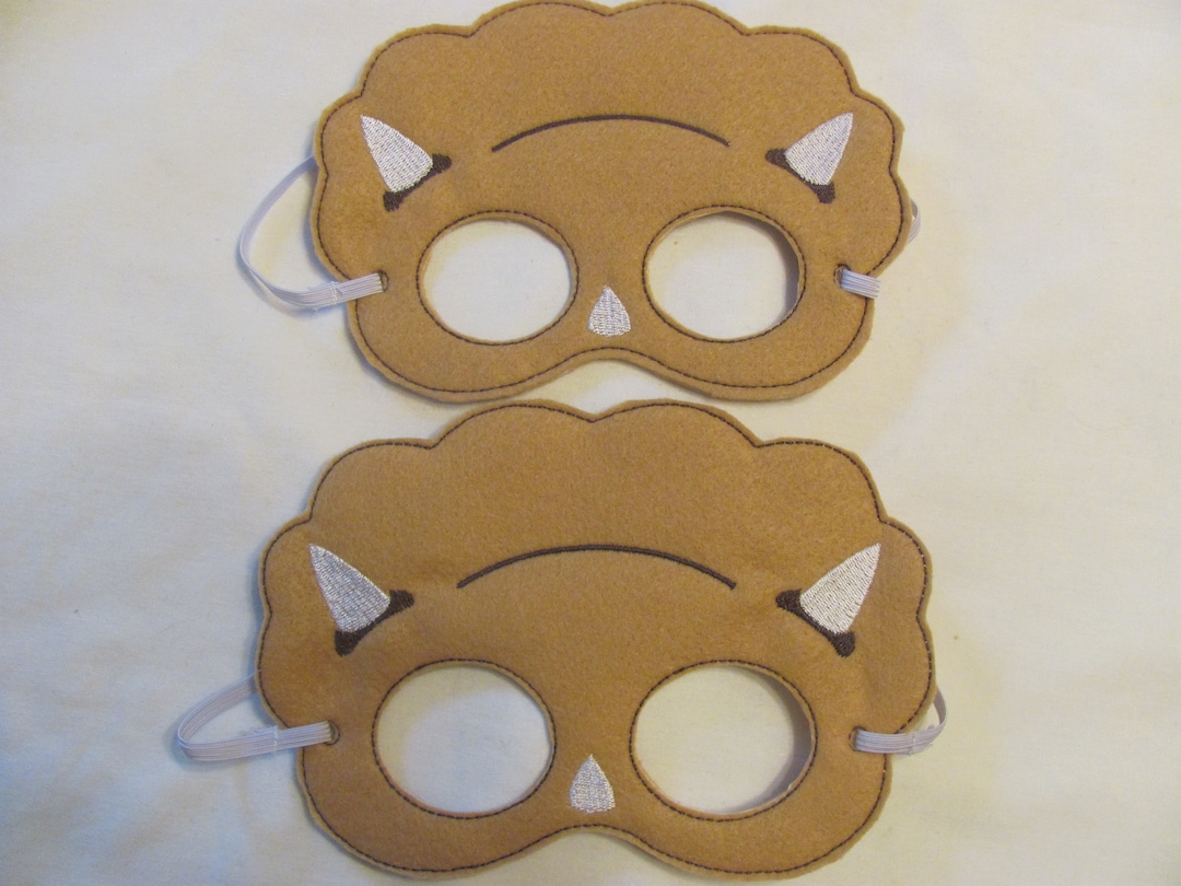 Triceratops in Tan Party Masks- Dinosaur Photo Prop - 2 Sizes - Pretend ...