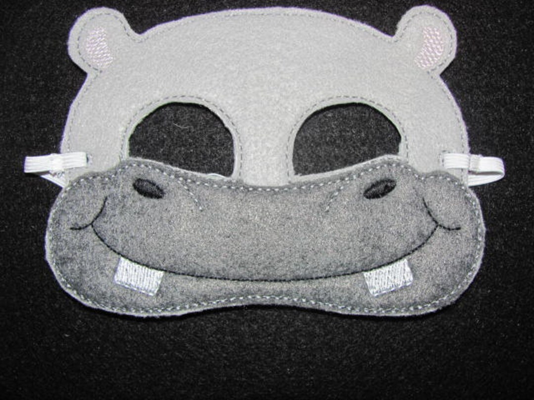 Hippo Felt Party Mask - Gray Hippo Photo Prop - Gray Hippo Party Favor ...