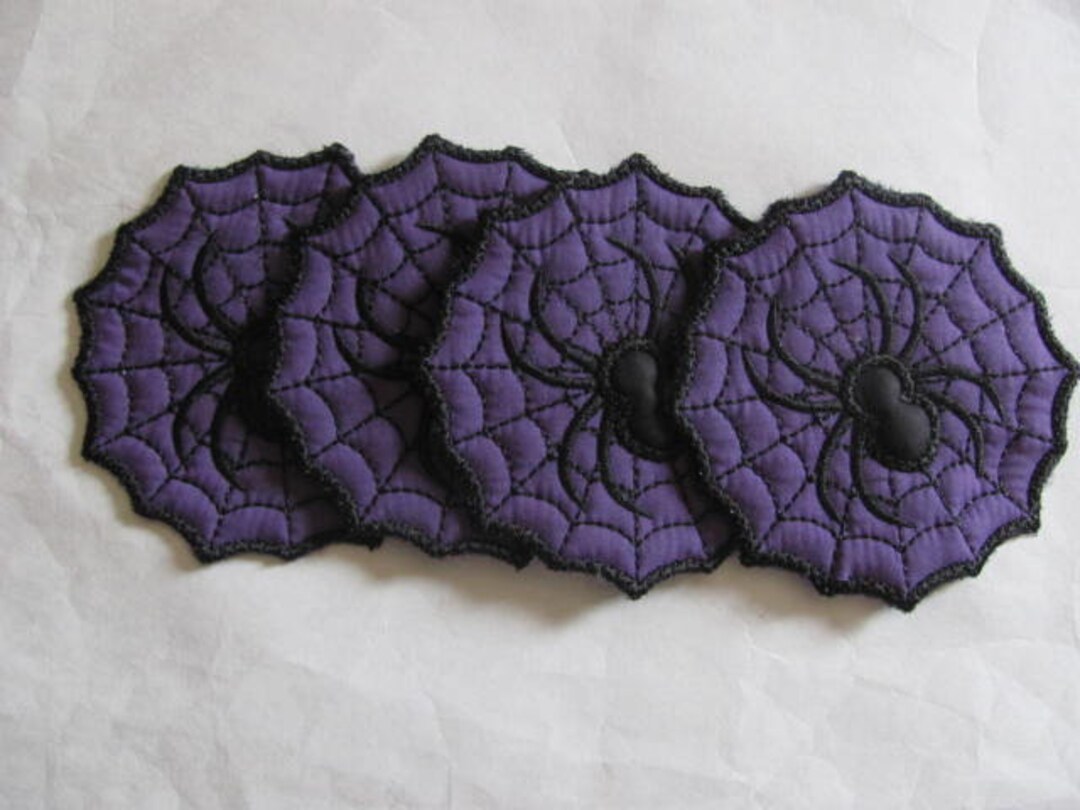 Halloween Coaster Set - Spider Coaster Set - Spider Web Coaster Set ...