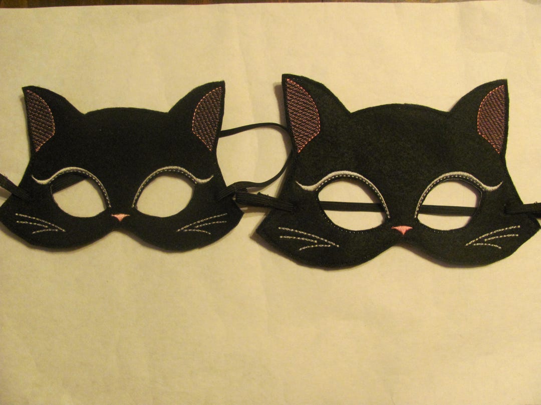 Black Kitty Cat Party Masks- Kitty Cat Photo Prop - Black Cat Felt Mask ...