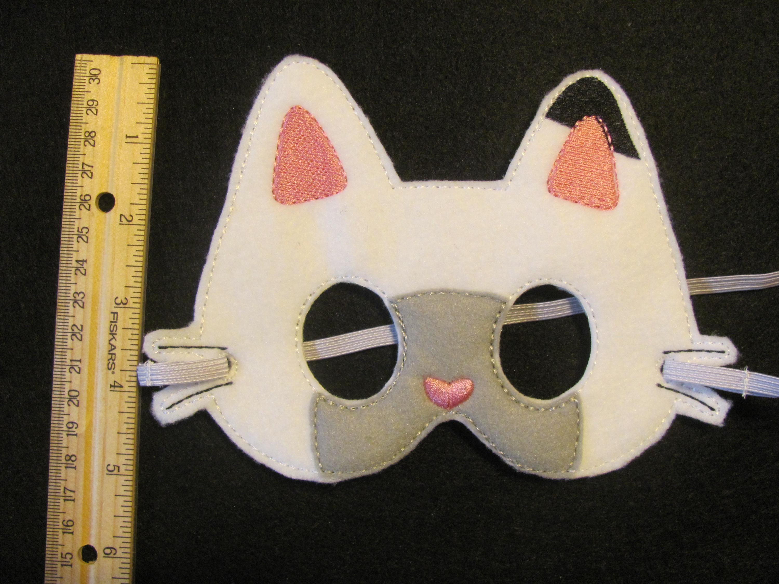 White Kitty Party Masks- White and Gray Kitty Cat Photo Prop - White ...