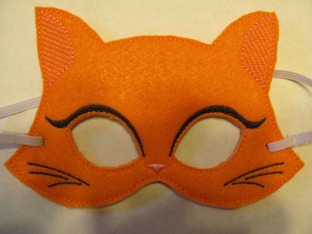 Orange Kitty Cat Party Masks- Kitty Cat Photo Prop - Cat Felt Mask ...