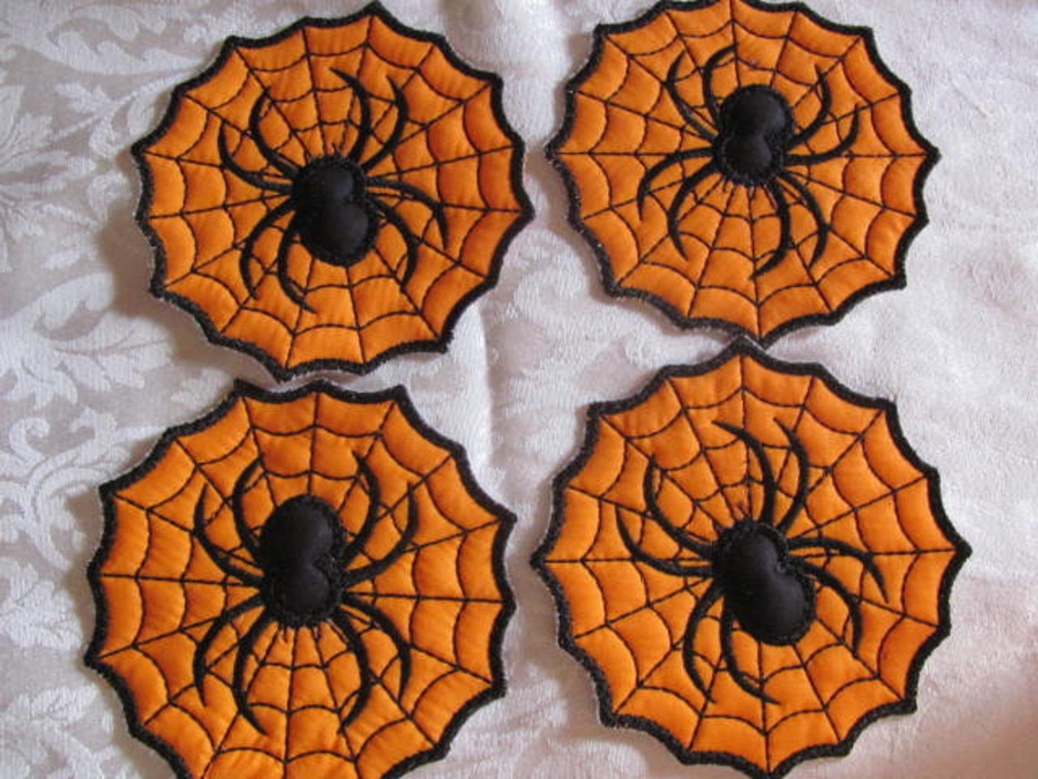 Halloween Coaster Set Spider Coaster Set Spider Web - Etsy