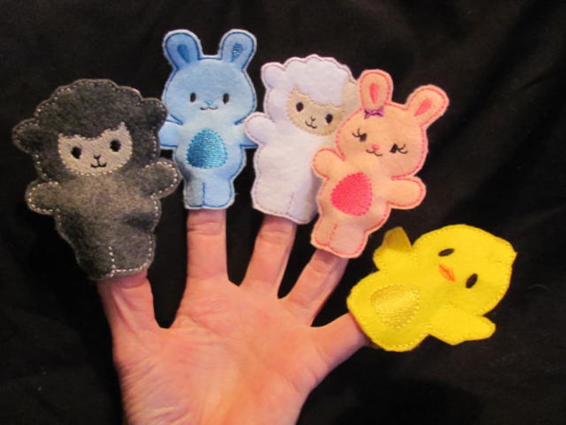 Easter Friends Finger Puppet Set Pink Easter Finger Puppet - Etsy