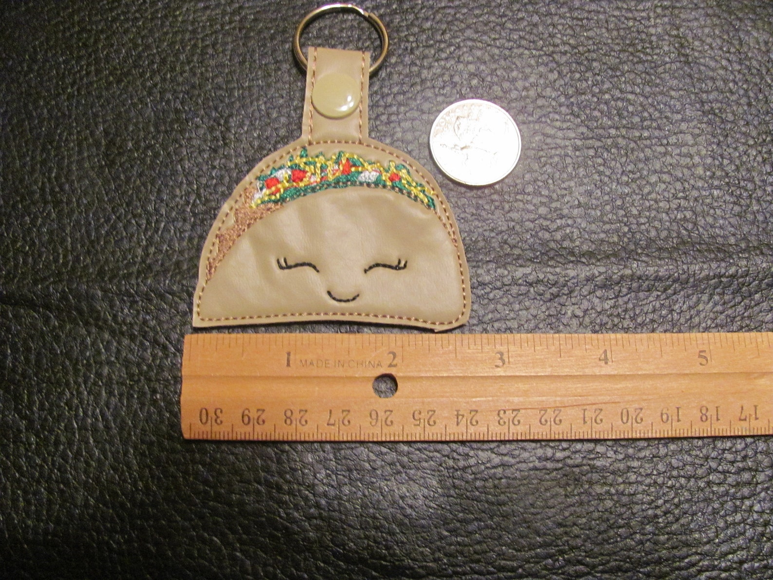 Quarter Key Chain, Taco Keychain, Taco Quarter Holder, Embroidered Key ...