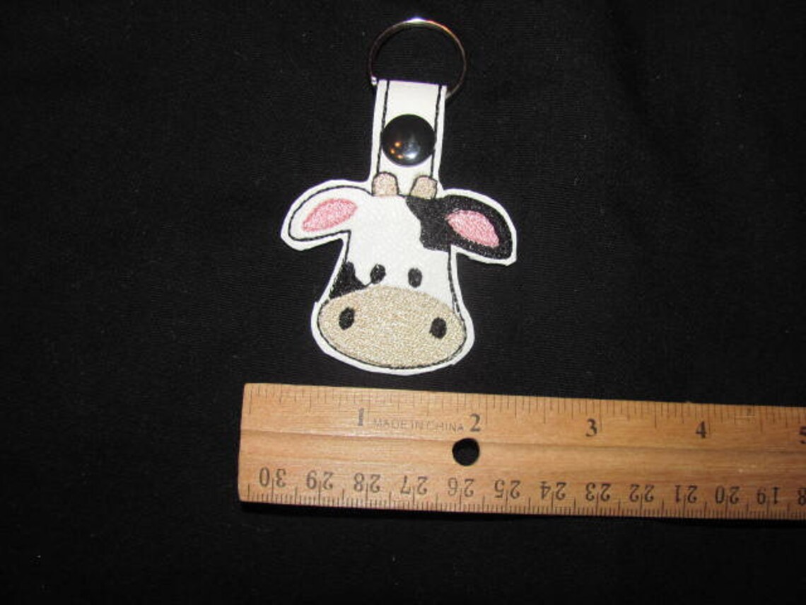 Cow Key Fob Cow Head Bag Tag Cow Key Chain Cow Christmas - Etsy