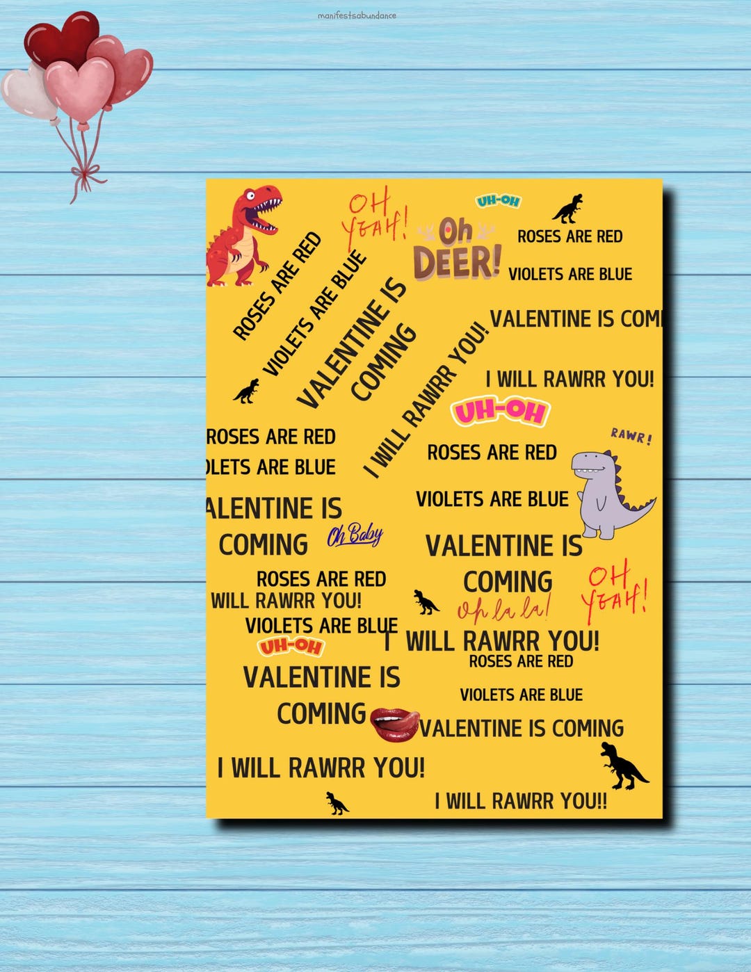 Cute Spicy Poem Valentine's Day Printable Card, Valentines Day Gift for ...