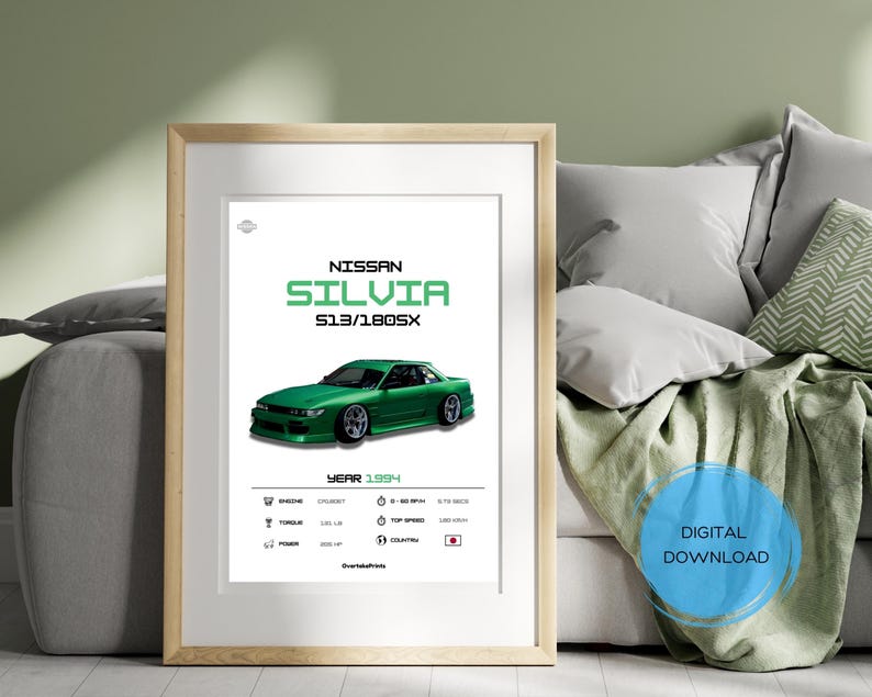 Nissan S13 Poster,jdm Poster,car Guy Gift,digital Art,car Art,nissan ...