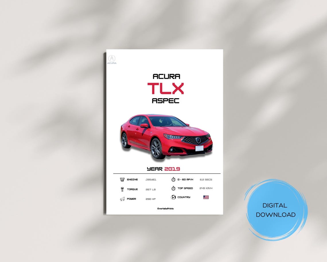 Acura Tlx Poster,jdm Poster,car Guy Gift,digital Art,car Art,tlx Type S ...