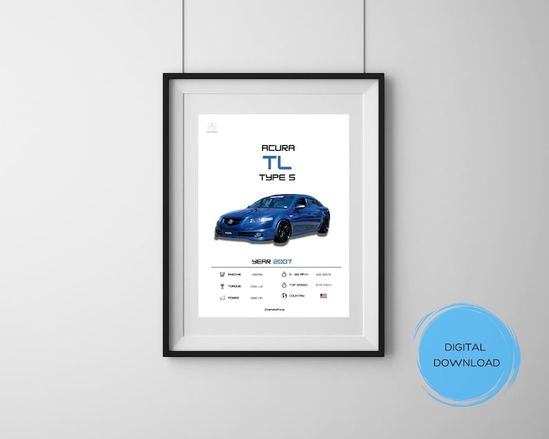 Acura Tl Type S Poster,jdm Poster,car Guy Gift,digital Art,car Art,tl ...