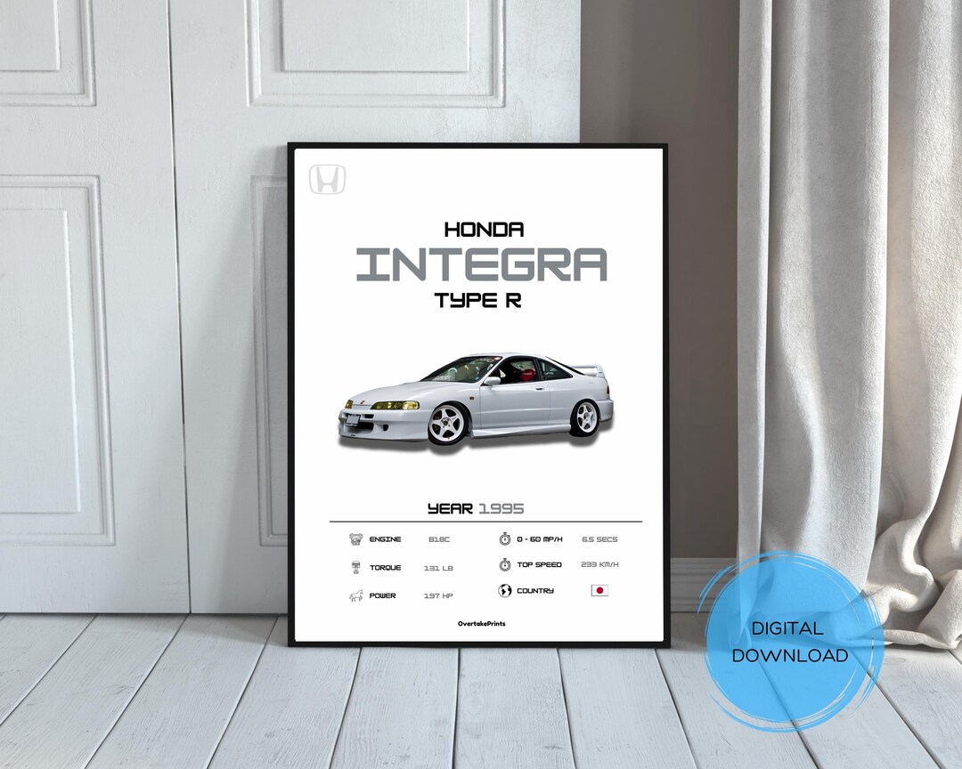 Honda Integra Type R Poster,jdm Poster,car Guy Gift,digital Art,car Art ...