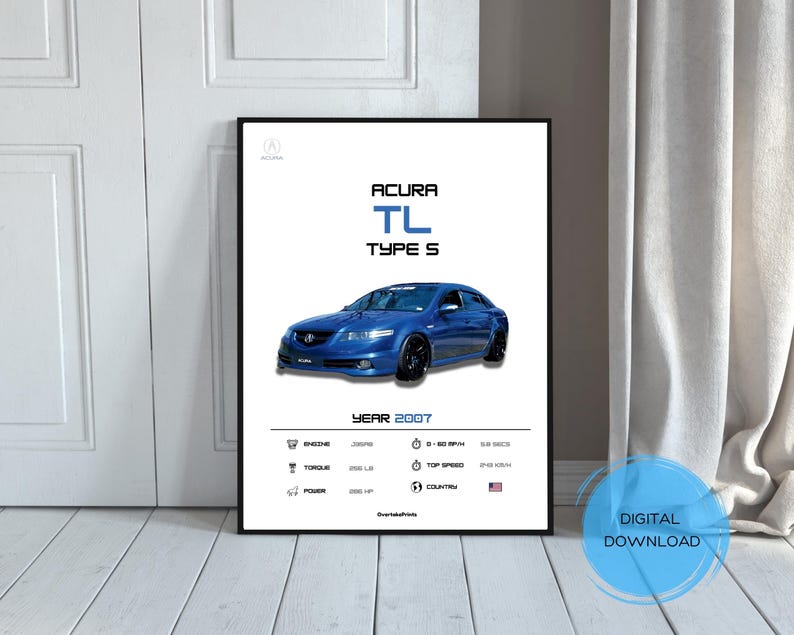 Acura Tl Type S Poster,jdm Poster,car Guy Gift,digital Art,car Art,tl ...