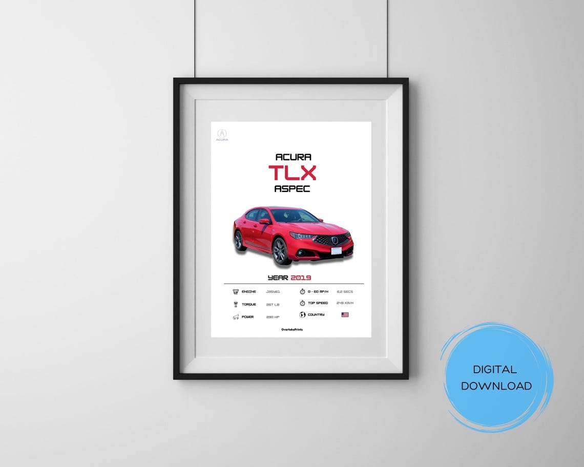 Acura Tlx Poster,jdm Poster,car Guy Gift,digital Art,car Art,tlx Type S ...