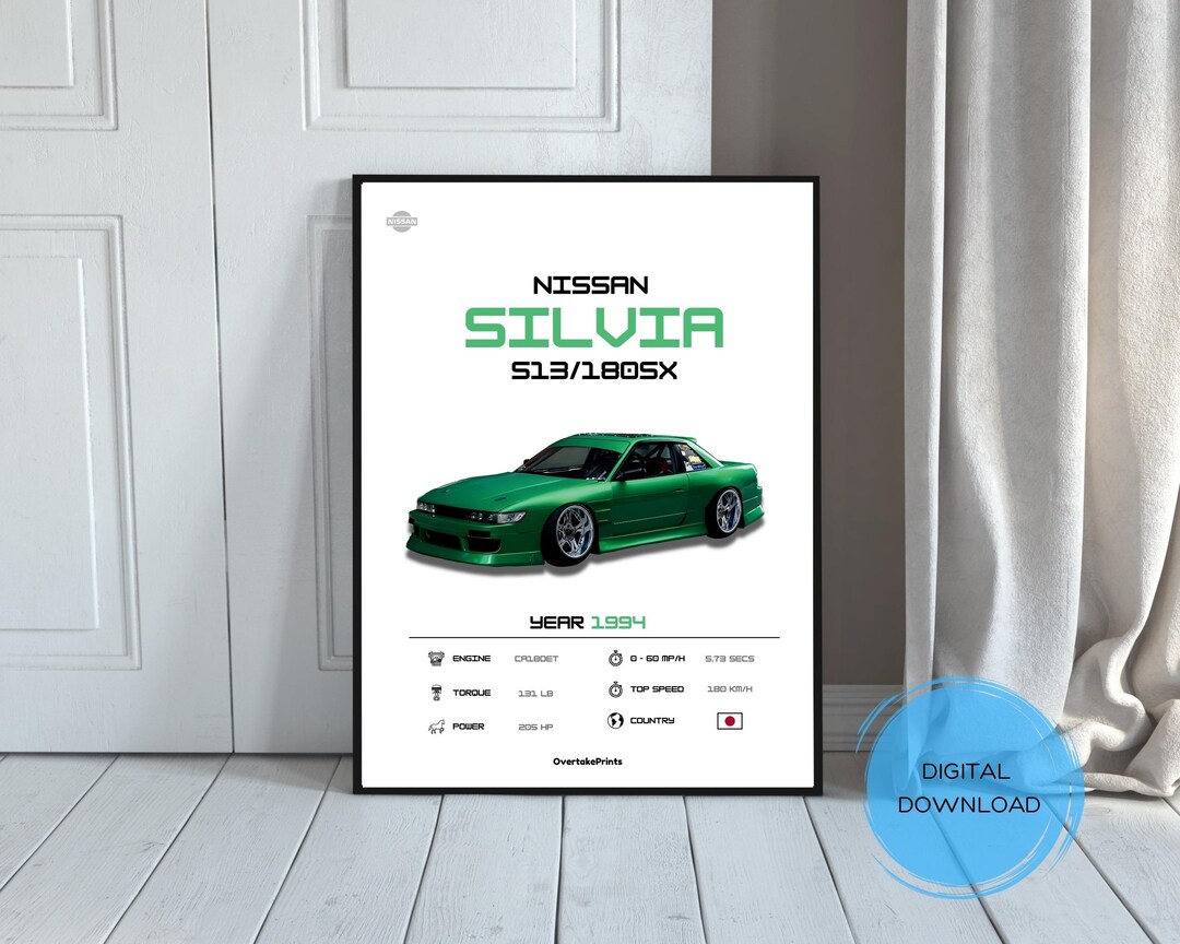 Nissan S13 Poster,jdm Poster,car Guy Gift,digital Art,car Art,nissan ...