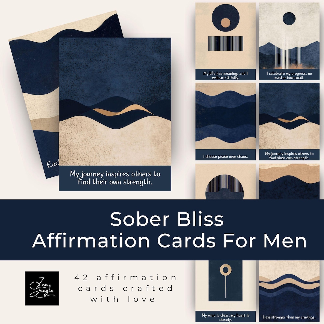 Sober Bliss Affirmation Cards for Men,printable Affirmation Cards ...