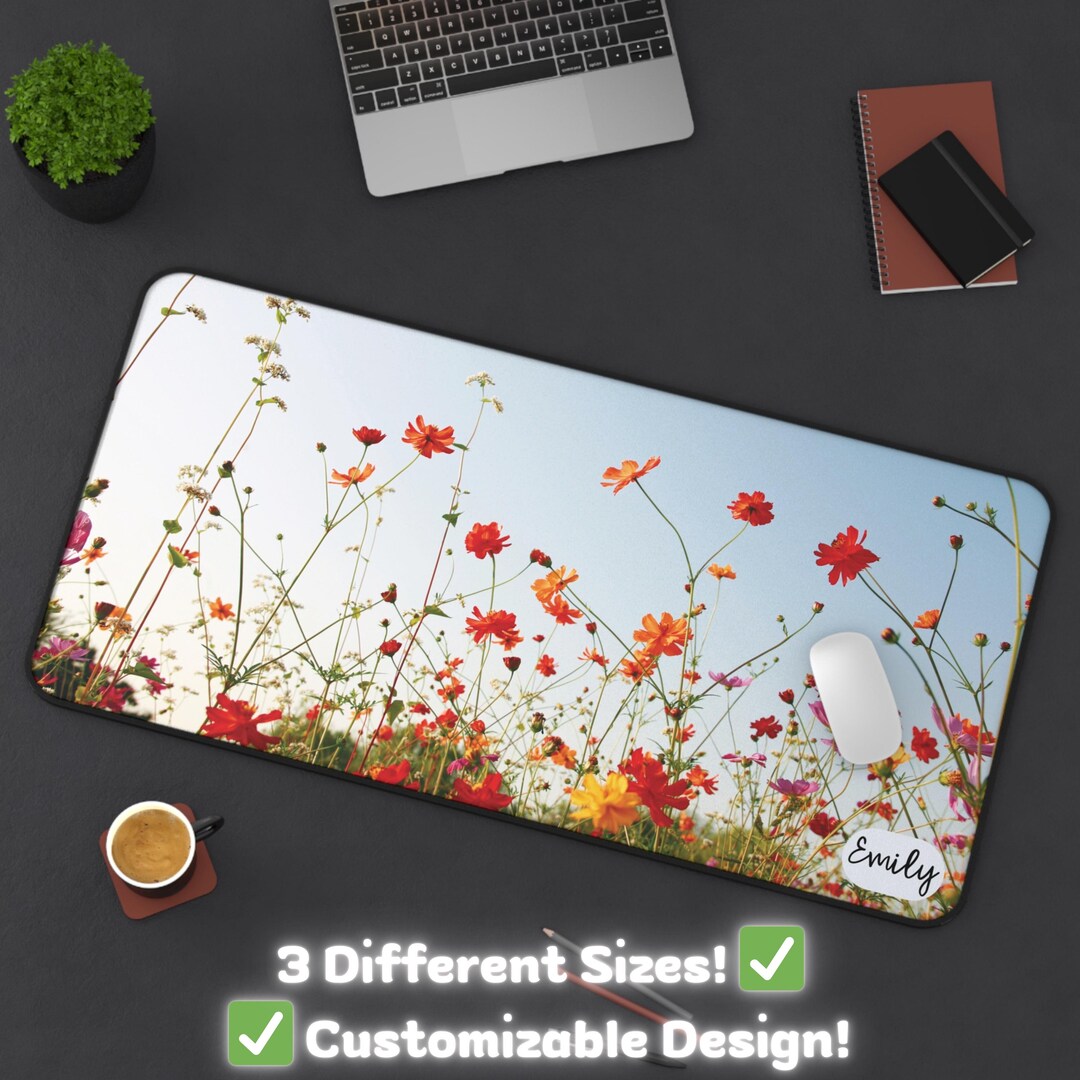 Floral Desk Mat, Customized Office Desk Mat, Flower Mouse Pad ...