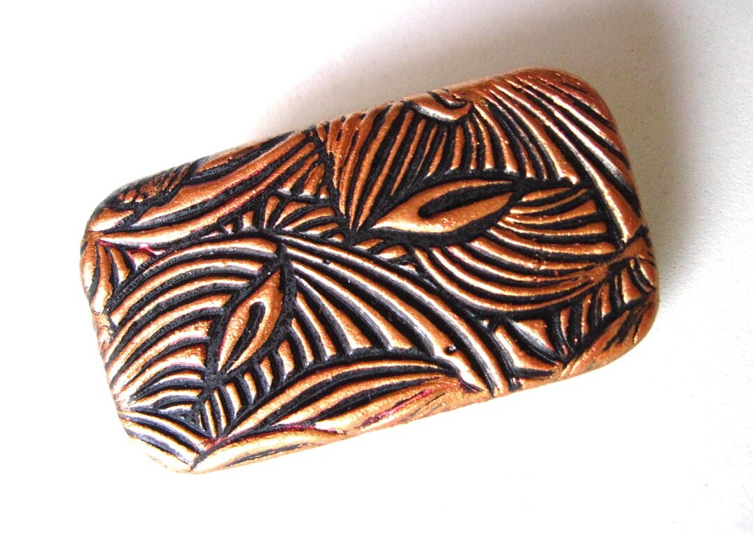 MINI Pill Box Black and Gold Primitive Pattern Metal Slide Top Tin ...