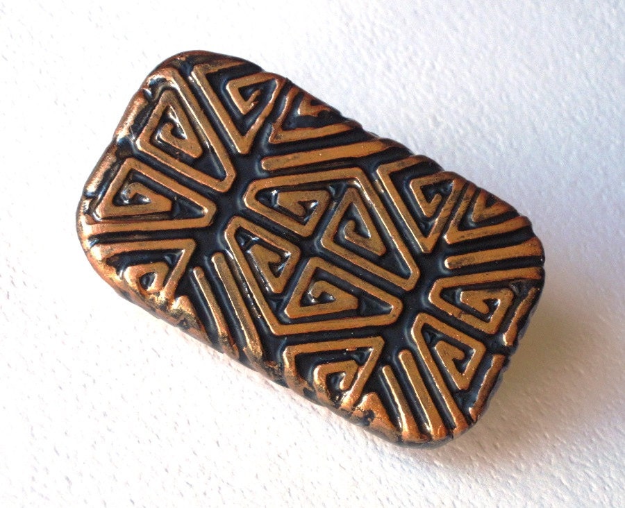 Aztec Pill Box Black and Gold Geometric Metal Slide Top Pill - Etsy