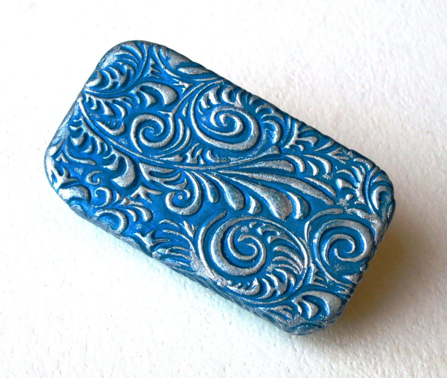 Pill Box Teal and Silver Rococo - Etsy
