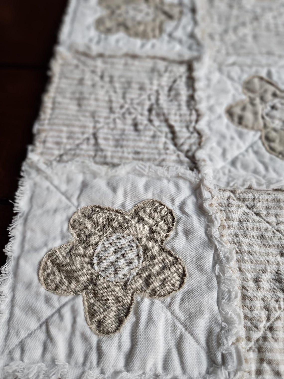 Flower Table Runner, Rag Quilt Table Runner, Spring Decor, Table Runner ...