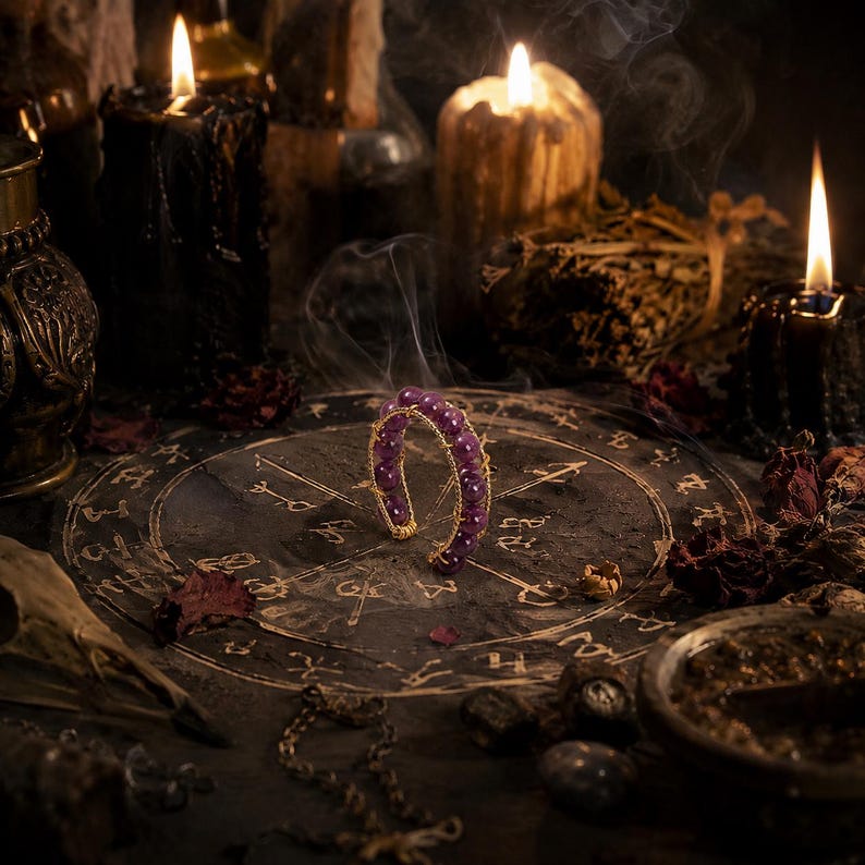 Money Spell Ring, Gold With Amethyst 4 Mm - Etsy UK