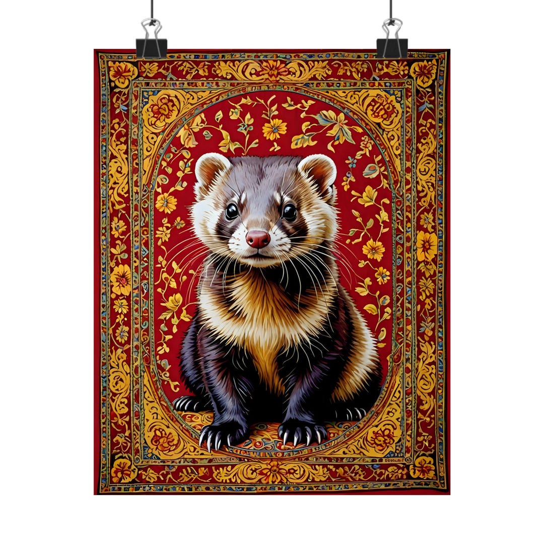 Ferret Pattern Wall Art, Cute Rustic Animal Poster for Ferret Owners ...