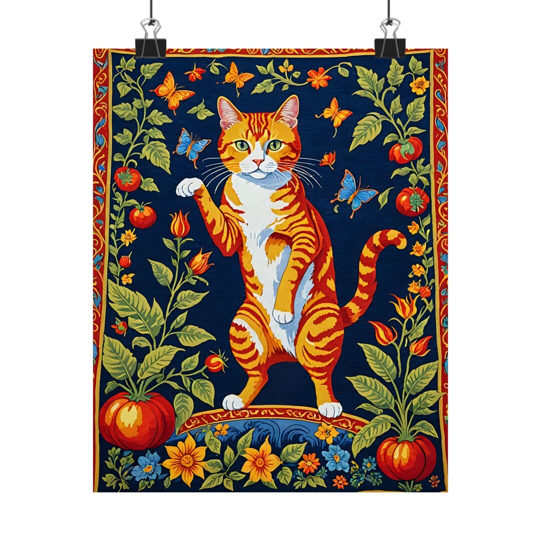 Matte Vertical Poster, Cat Themed Gift, Cute Dancing Tabby Kitten Print ...